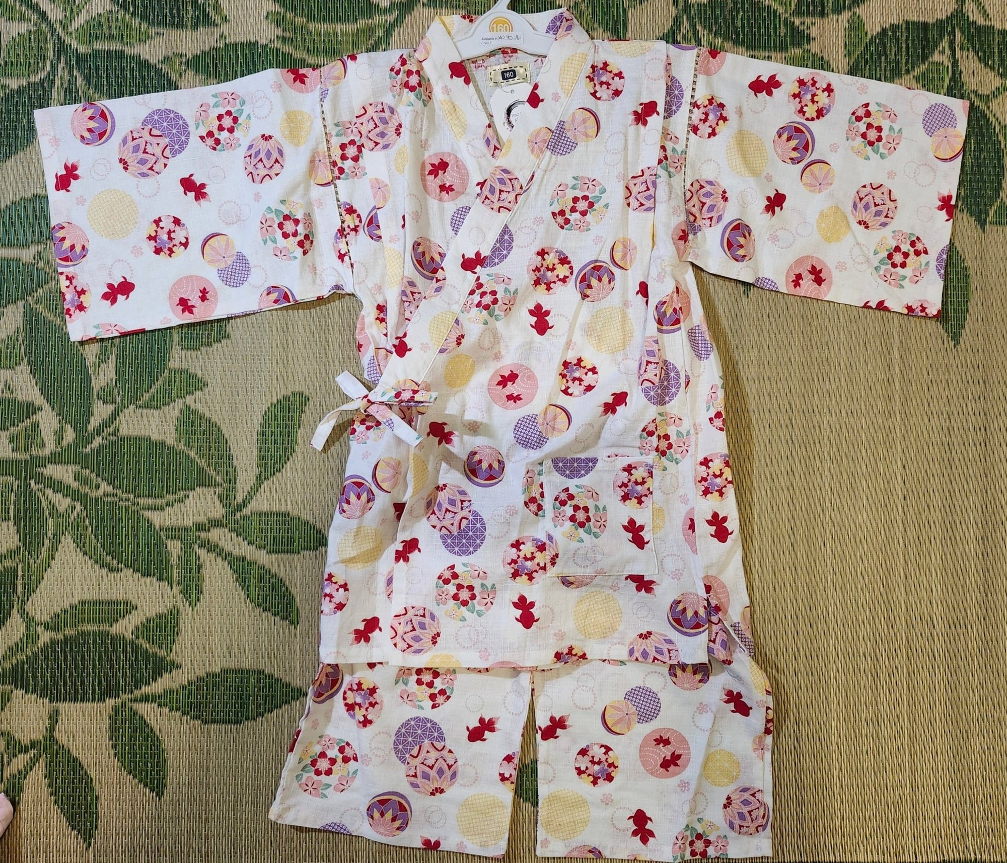 Girls 2pc Jinbei - Kingyo gold fish circular patterns | Pac West Kimono
