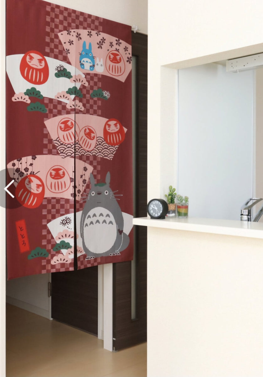 Noren Tapestry - Totoro & Daruma red | Pac West Kimono