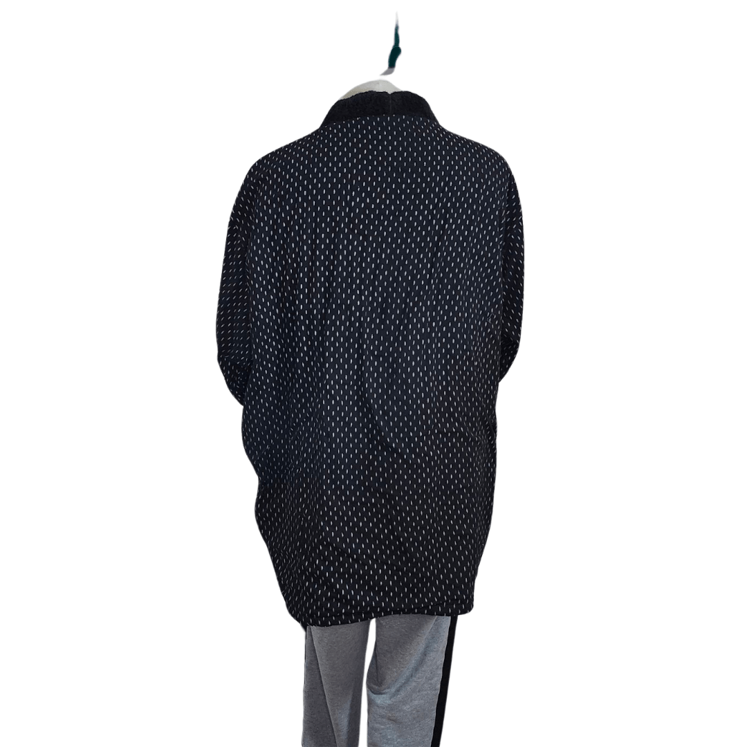 Traditional Japanese Hanten coat (unisex) - boa fleece lined Black ...