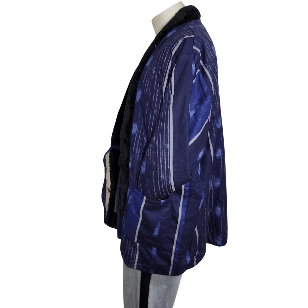 Traditional Japanese Hanten coat (unisex) - boa fleece lined Navy | Pac ...