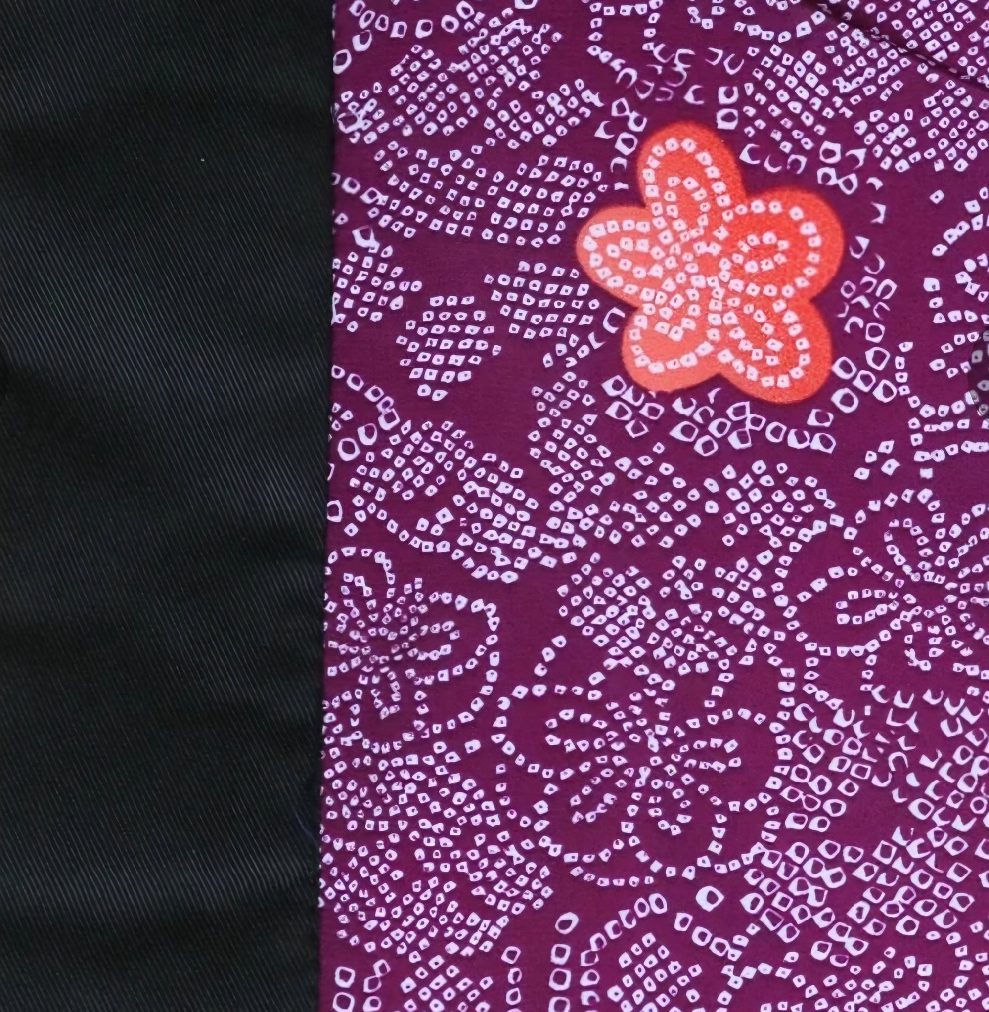 Traditional Japanese reversible Hanten coat - shibori and fans print ...