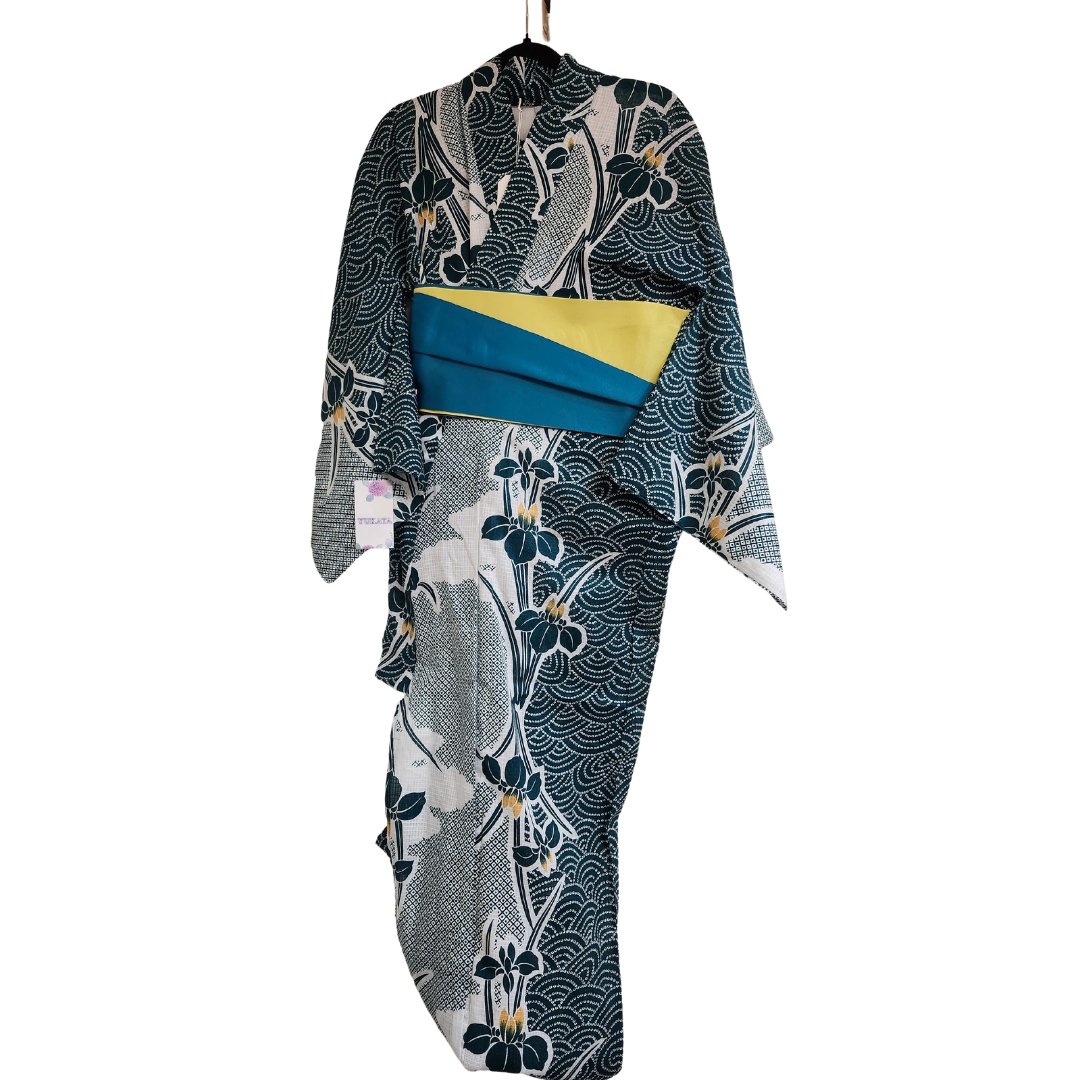 Women's Yukata - green and white | Pac West Kimono