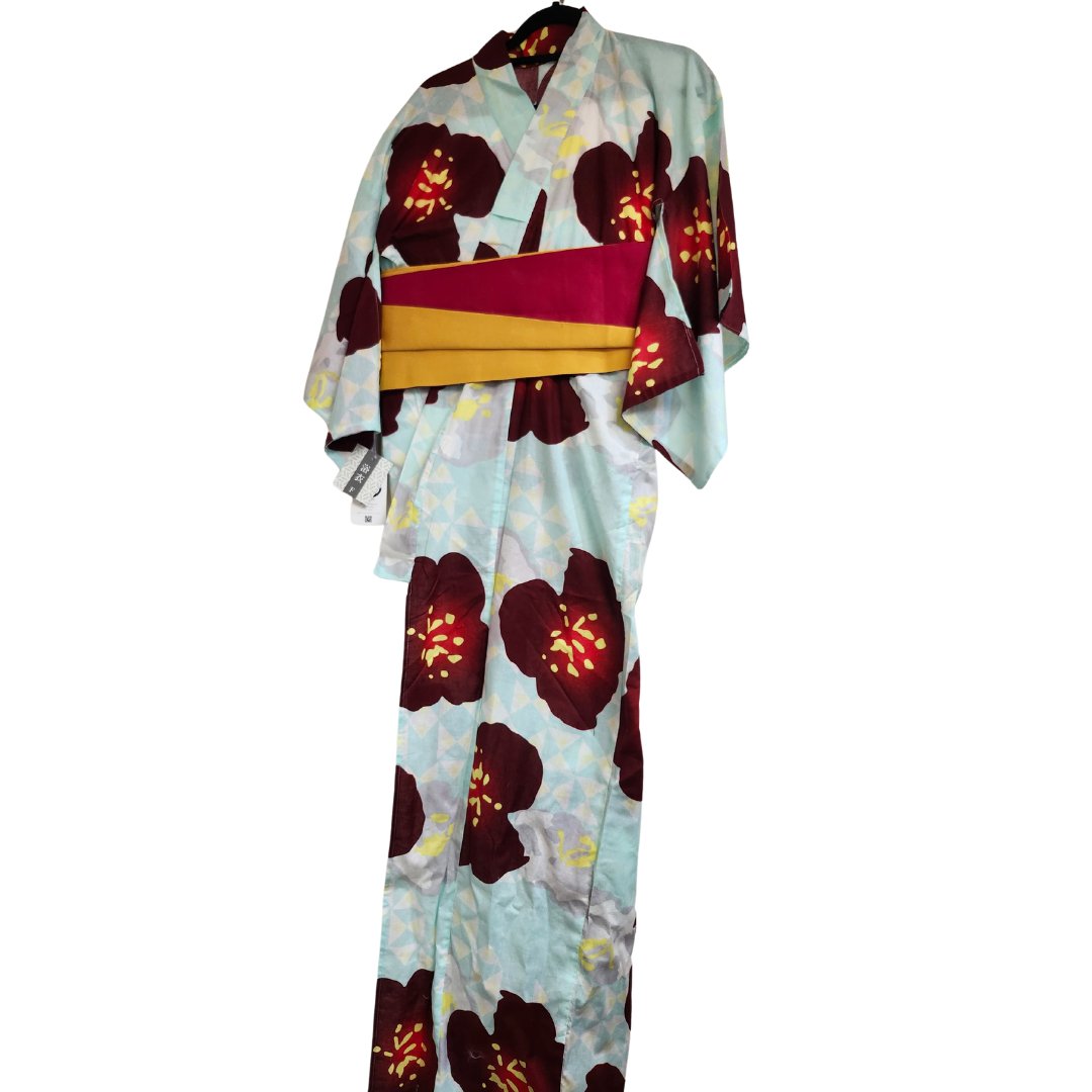 Women's Yukata - SALE light blue ume plum flower print– Pac West Kimono