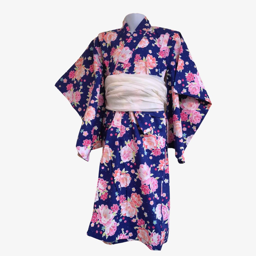 Yukata Girls - Dark Blue Floral | Pac West Kimono