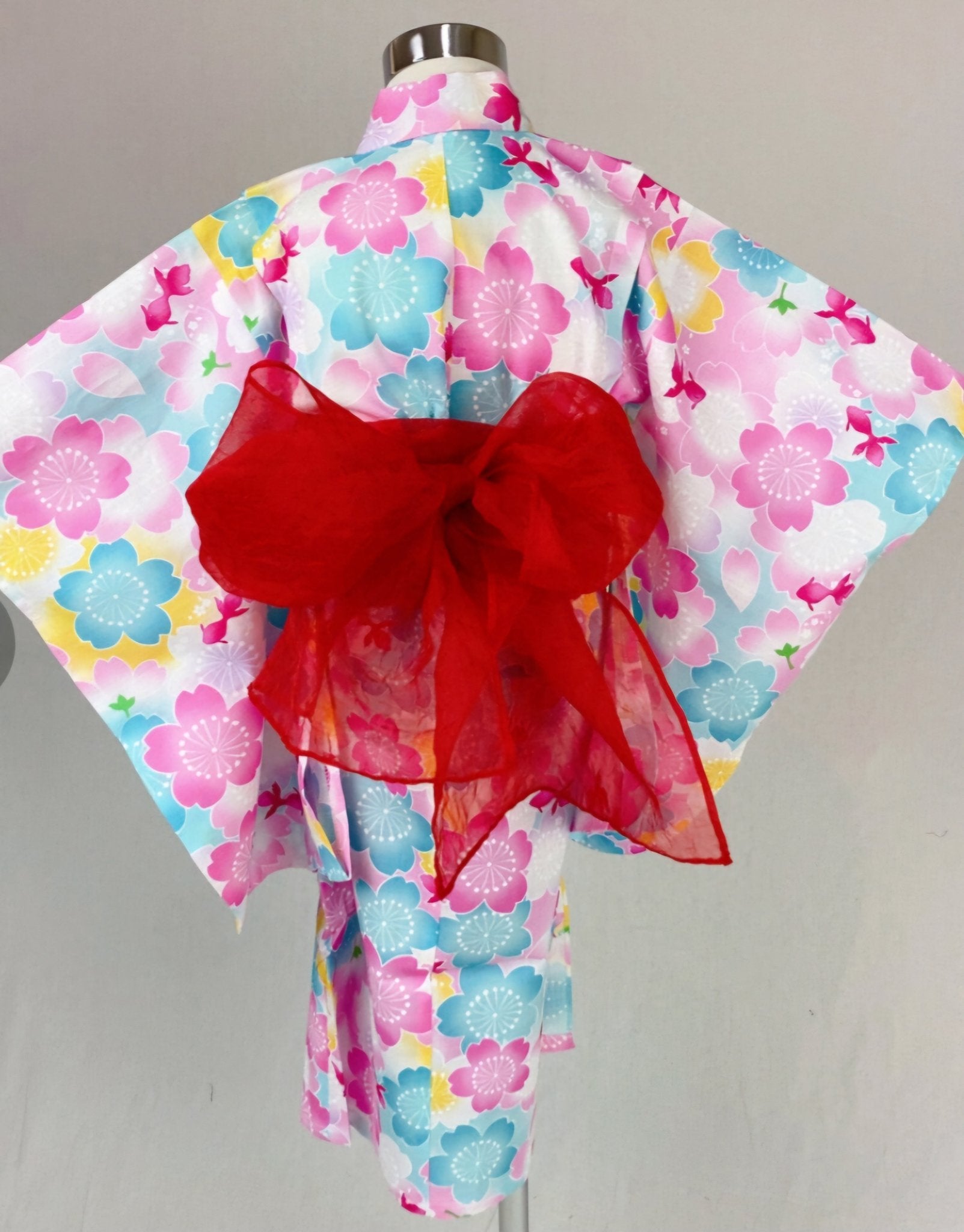 Yukata Girls - Light Blue with gold fish and flowers | Pac West Kimono