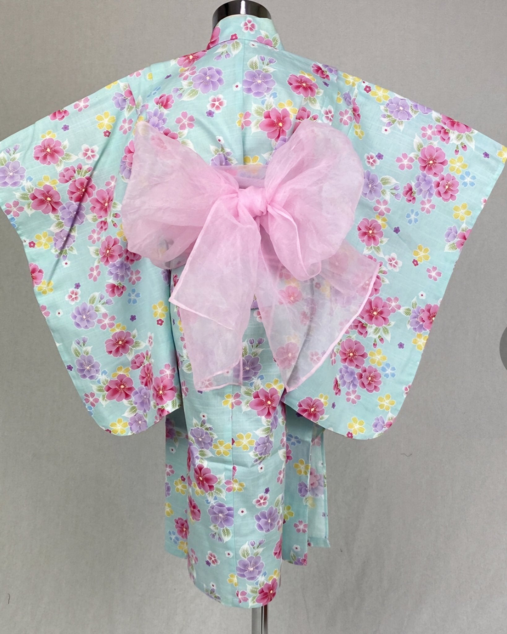 Yukata Girls - Light blue with pink & purple floral design | Pac West ...