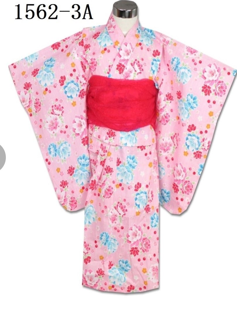 Yukata Girls -pink floral design | Pac West Kimono