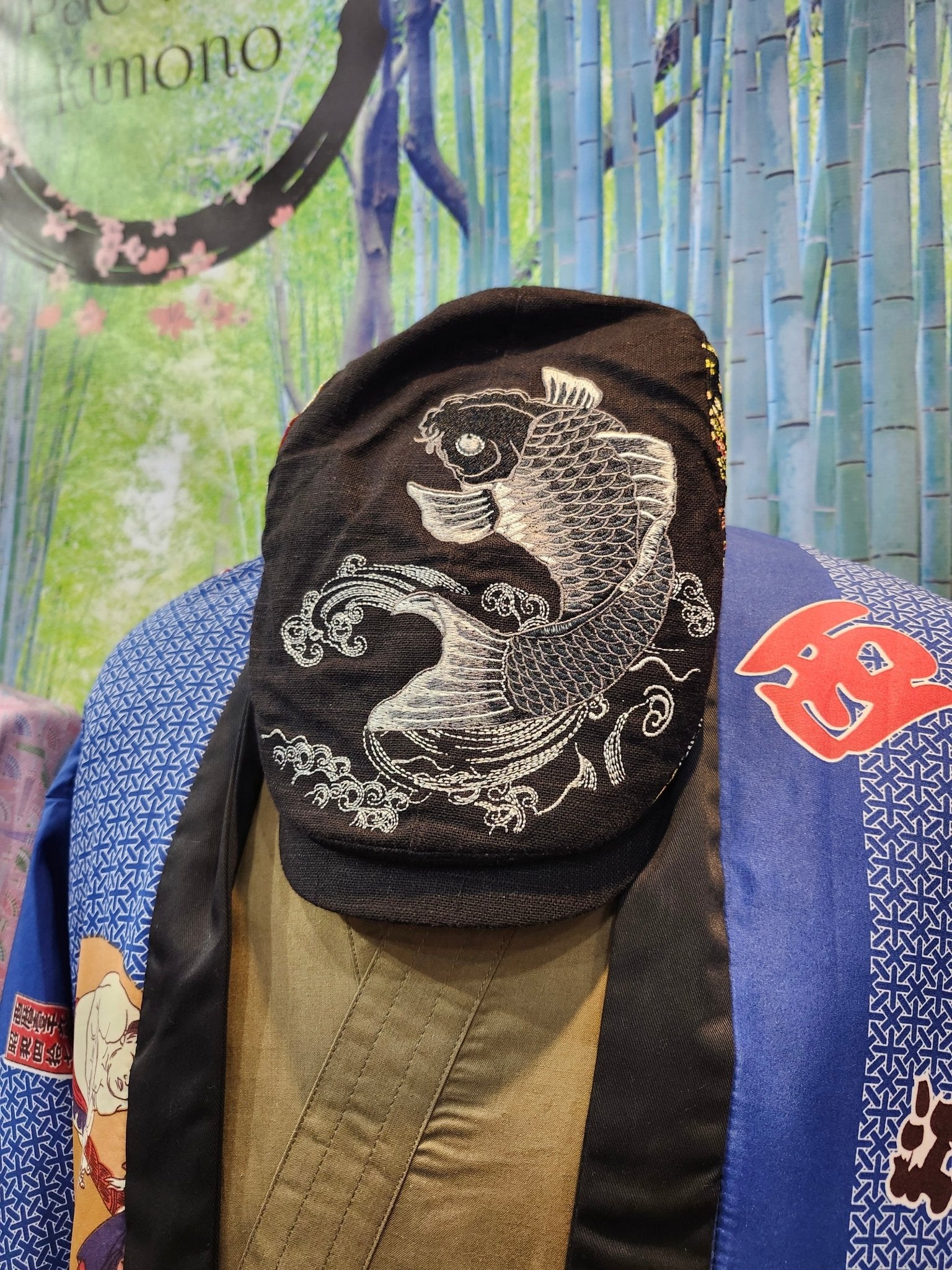 Embroidered Koi fish Beret Hat | Pac West Kimono