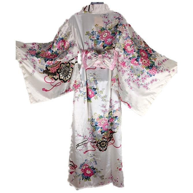 Satin Kimono Dress - White | Pac West Kimono