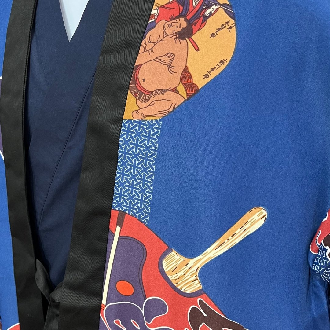 Japanese traditional warm padded light Hanten coat in summo, tiger and ...