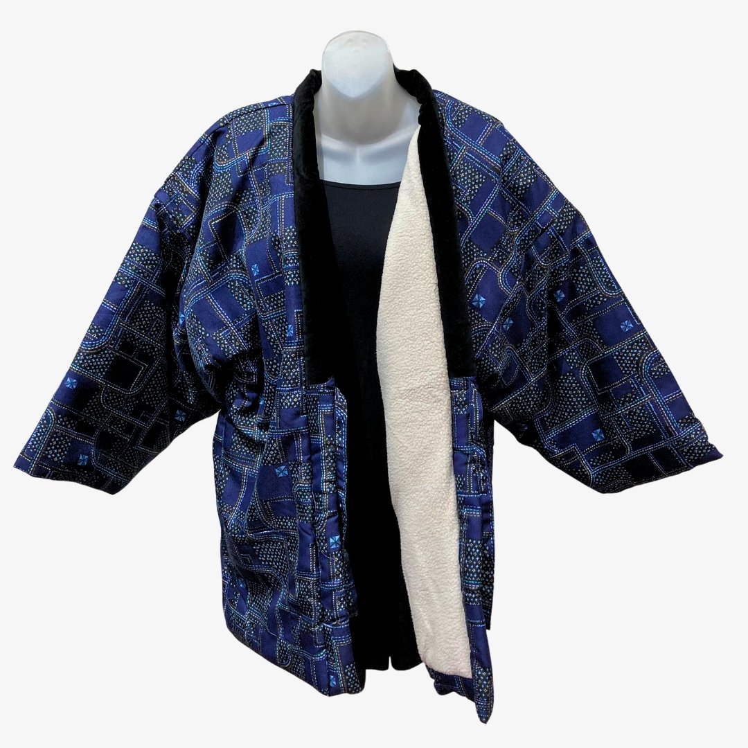 Traditional Japanese Hanten coat (unisex) - Fleece base layer and geom ...