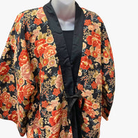 Traditional Japanese reversible Hanten coat - Maroon geometrical ...
