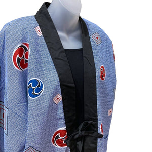 Traditional Japanese reversible Hanten coat (unisex) - Stripe kabuki p ...