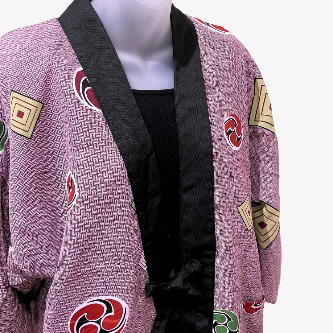 Traditional Japanese reversible Hanten coat (unisex) - Stripe kabuki p ...