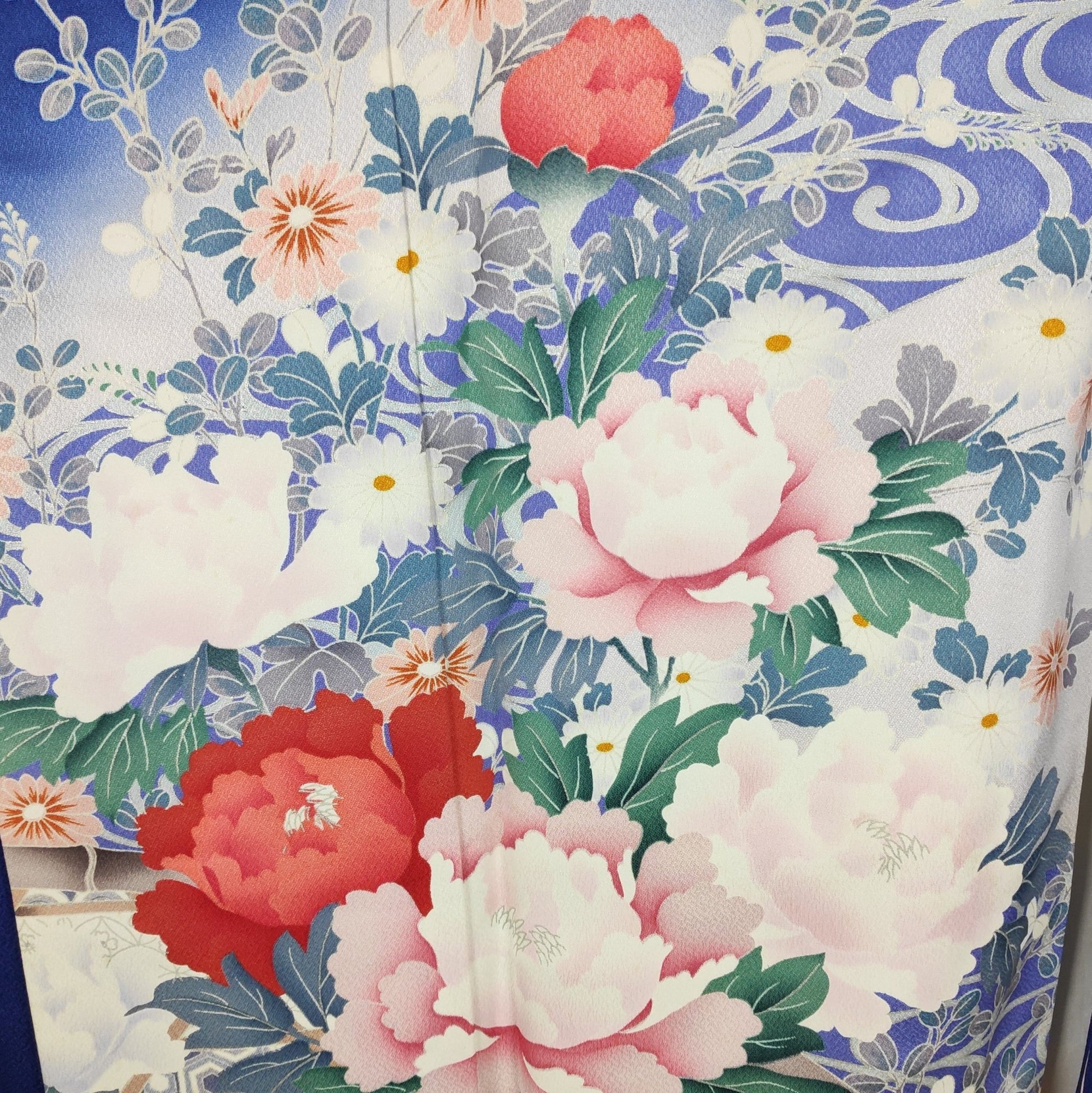 Vintage Traditional Furisode Kimono - Blue | Pac West Kimono