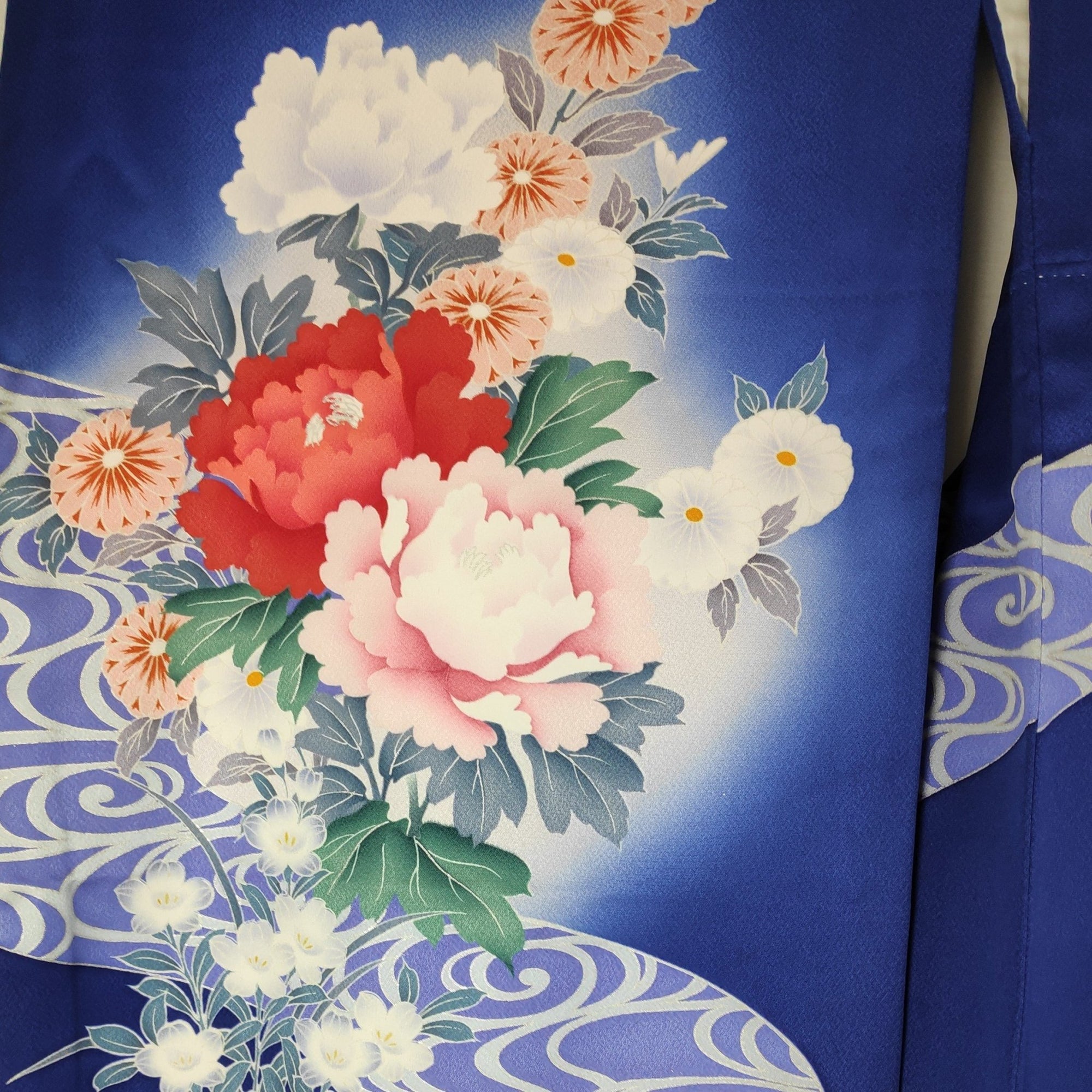 Vintage Traditional Furisode Kimono - Blue | Pac West Kimono