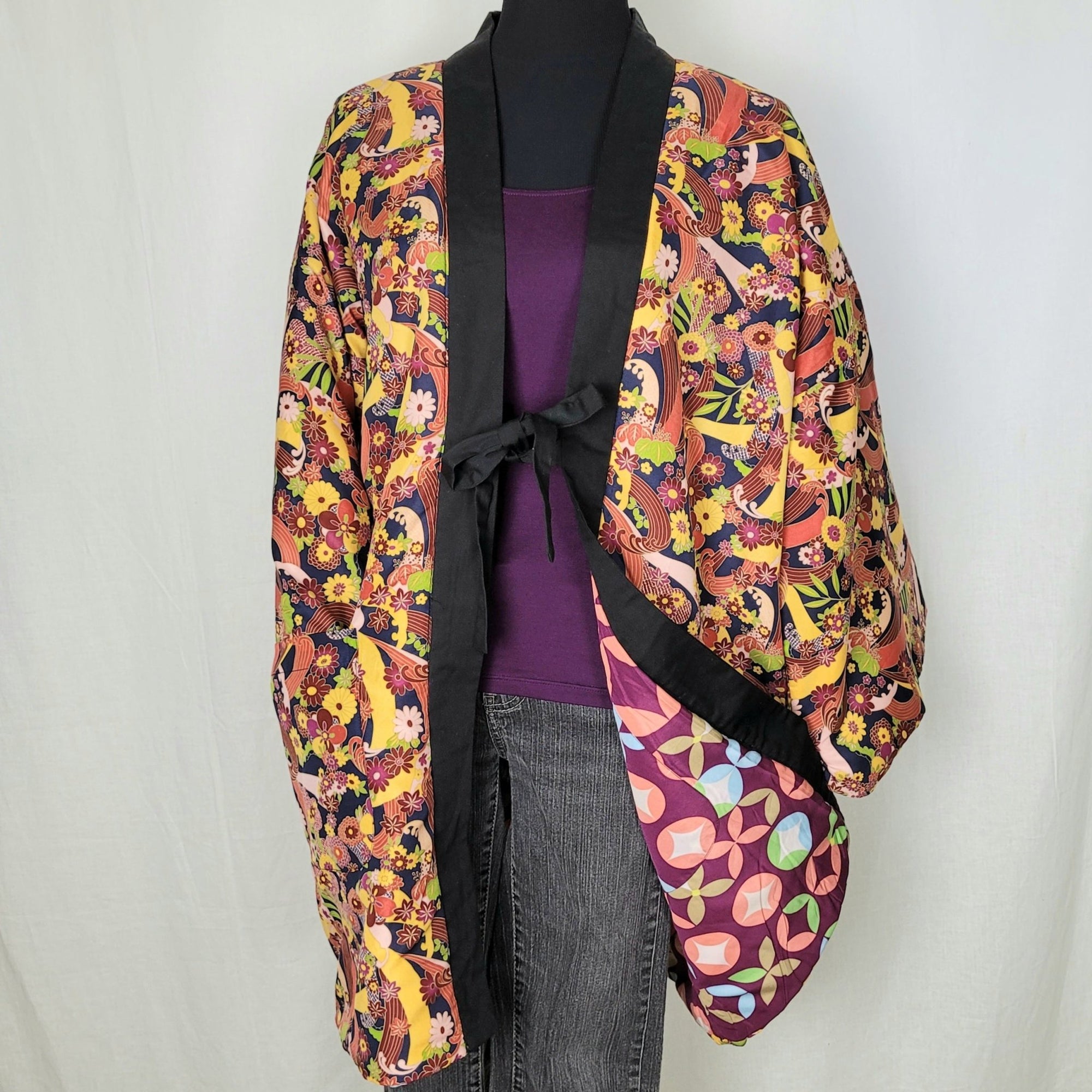 Women's Traditional Japanese Reversible Warm Hanten Coat | Pac West Kimono