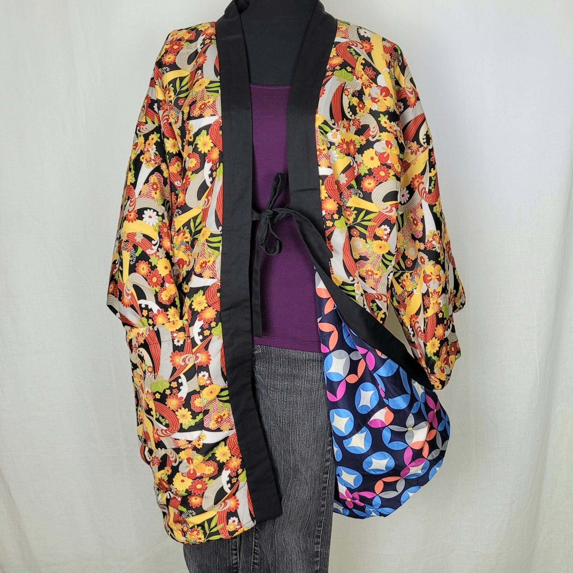 Women's Traditional Japanese Reversible Warm Hanten Coat | Pac West Kimono