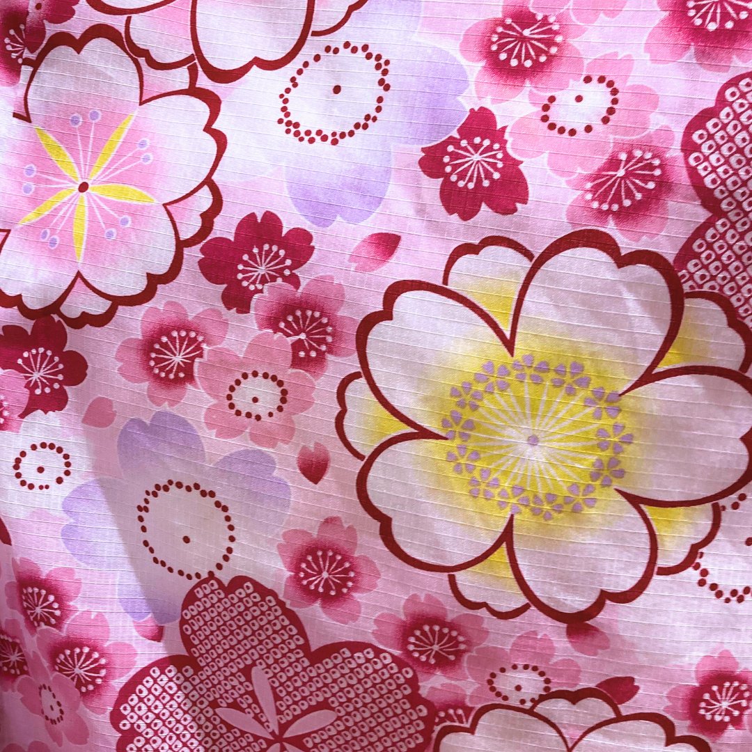 Yukata Girls - Pink with large sakura print | Pac West Kimono